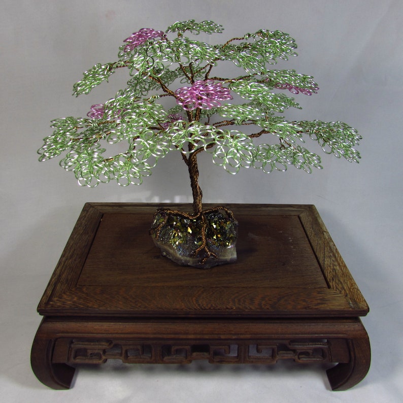 Handmade Gemstone Bonsai Tree: Rainbow Amethyst Geode Base - Etsy