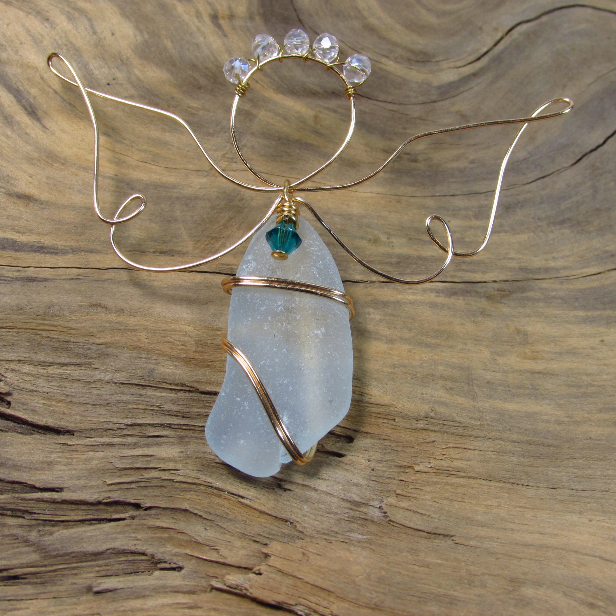 Sea Glass Angel Ornament/ Sea Glass Birthstone Angel Ornament/ - Etsy