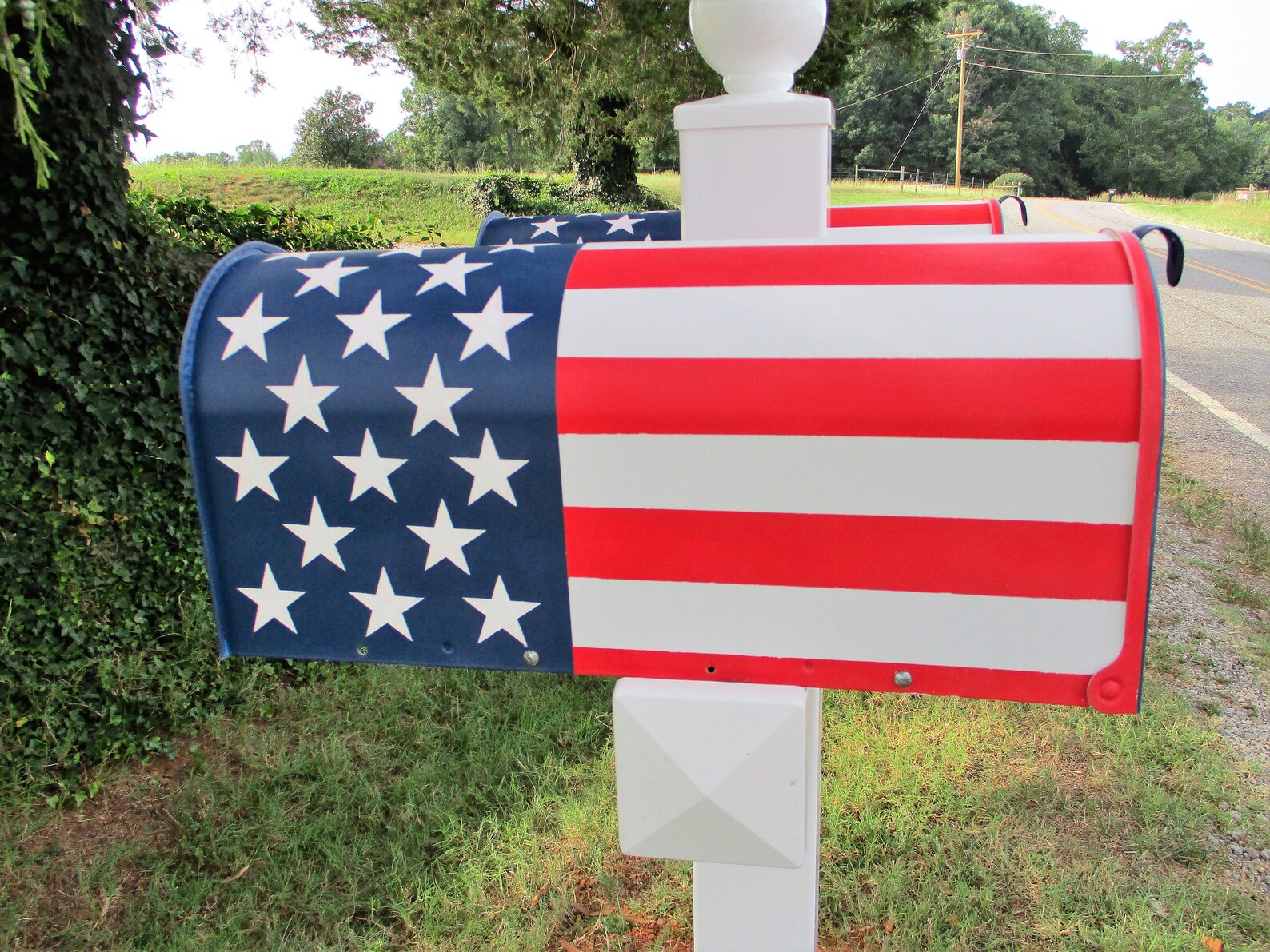Hand Painted,american Flag,standard Size Metal Mail Box,red,white,blue ...