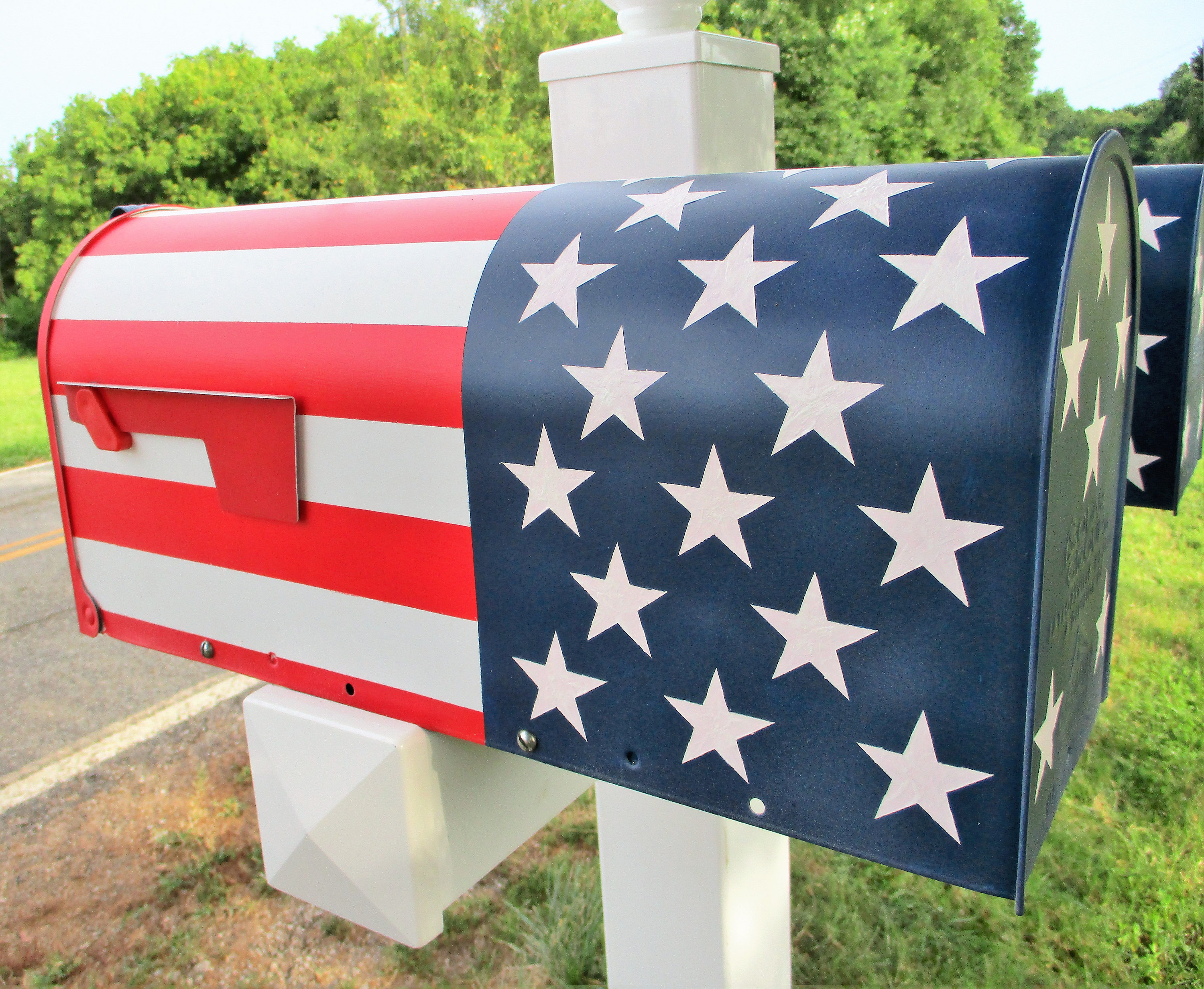 Hand Painted,american Flag,standard Size Metal Mail Box,red,white,blue ...
