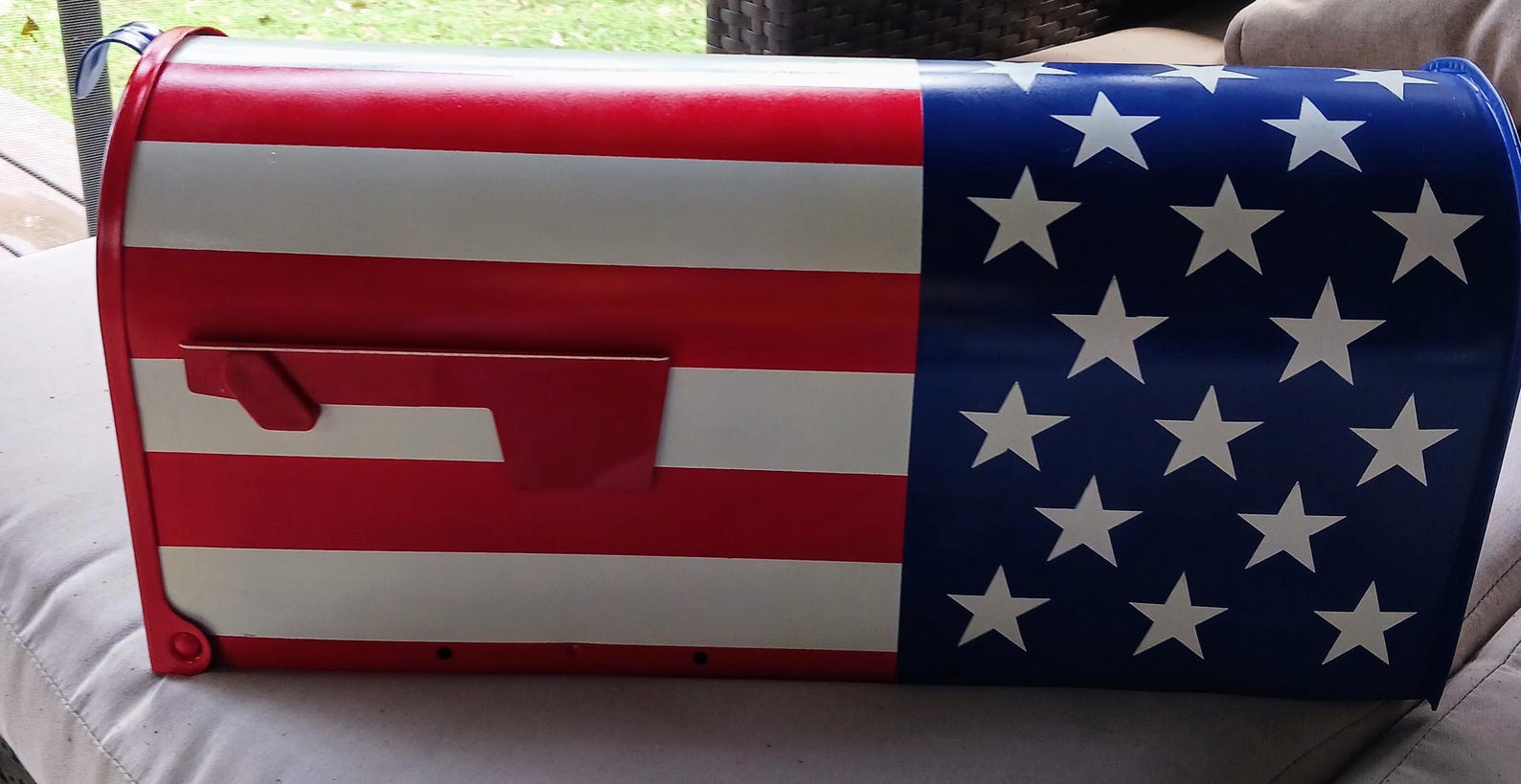 Hand Painted,american Flag,standard Size Metal Mail Box,red,white,blue ...