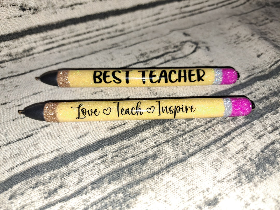 Pencil Glitter Epoxy Pen - Teacher Pen/gift - Etsy