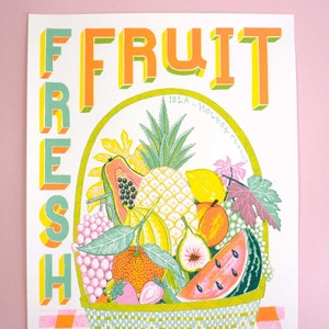 A2 Fresh Fruit Silk Screen Print Fruit Basket Wall Art - Etsy