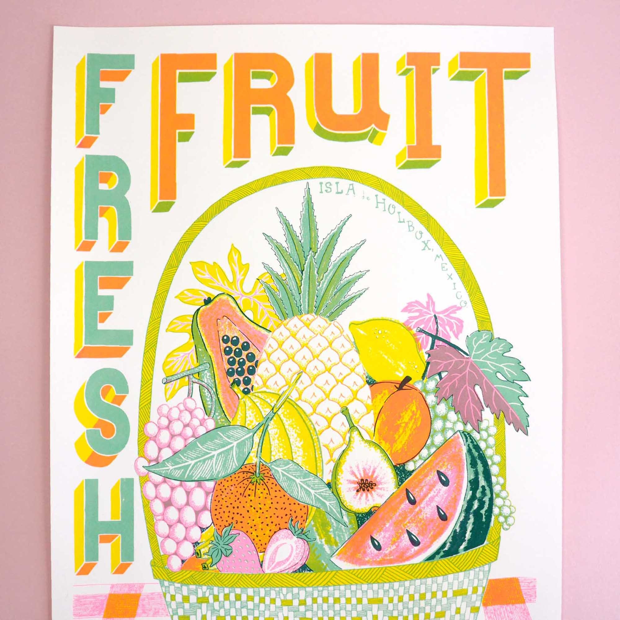 A2 Fresh Fruit Silk Screen Print Fruit Basket Wall Art | Etsy