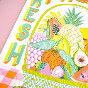 A2 Fresh Fruit Silk Screen Print Fruit Basket Wall Art | Etsy