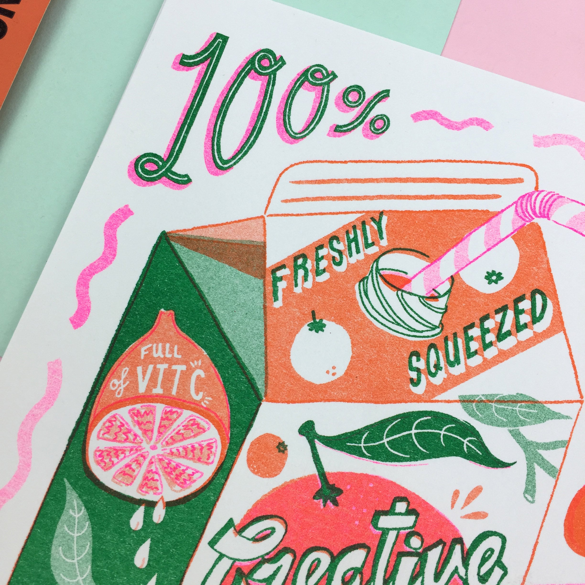 Creative Juice A5 Risograph Print Orange Juice Wall Art - Etsy UK