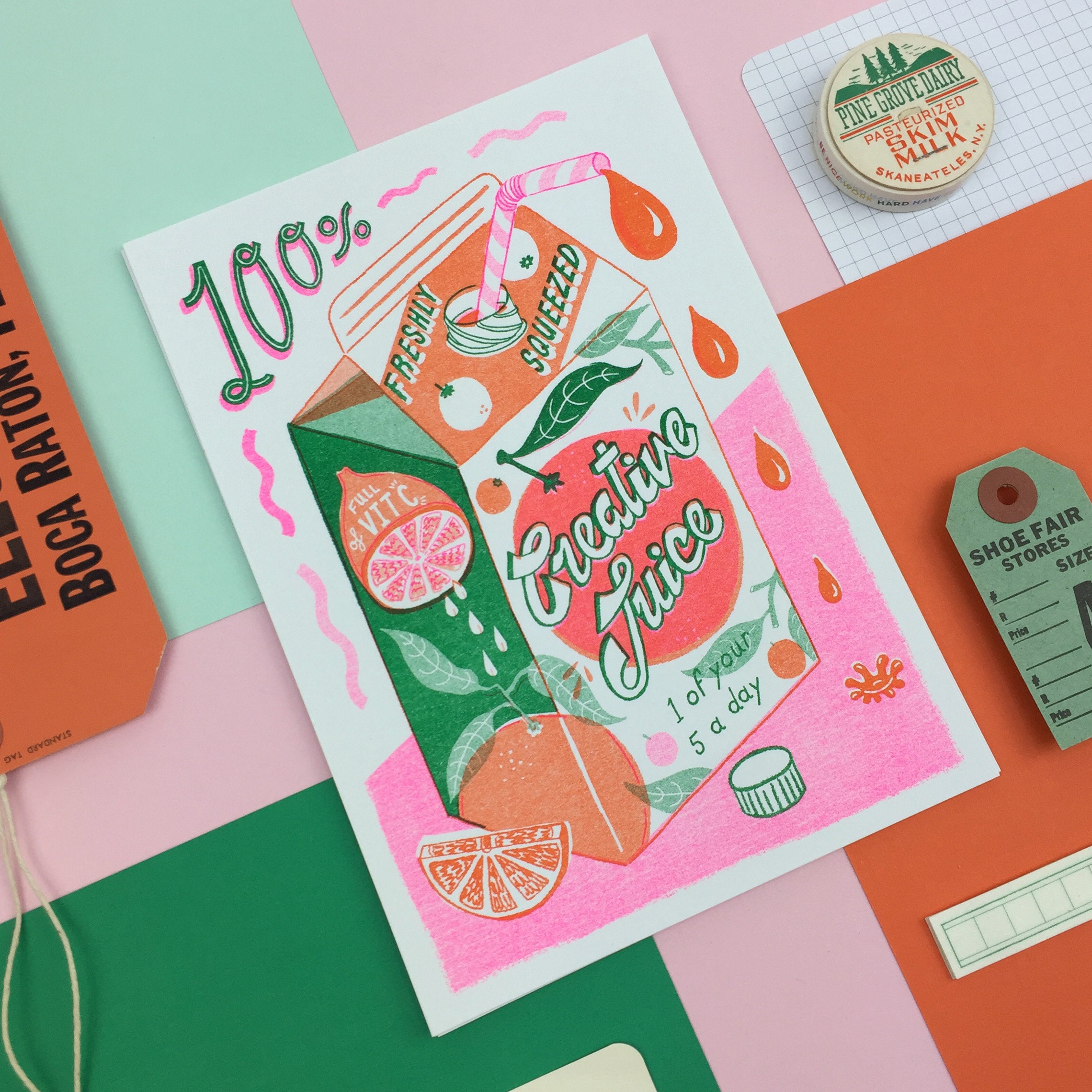 Creative Juice A5 Risograph Print Orange Juice Wall Art - Etsy UK
