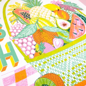 A2 Fresh Fruit Silk Screen Print Fruit Basket Wall Art | Etsy