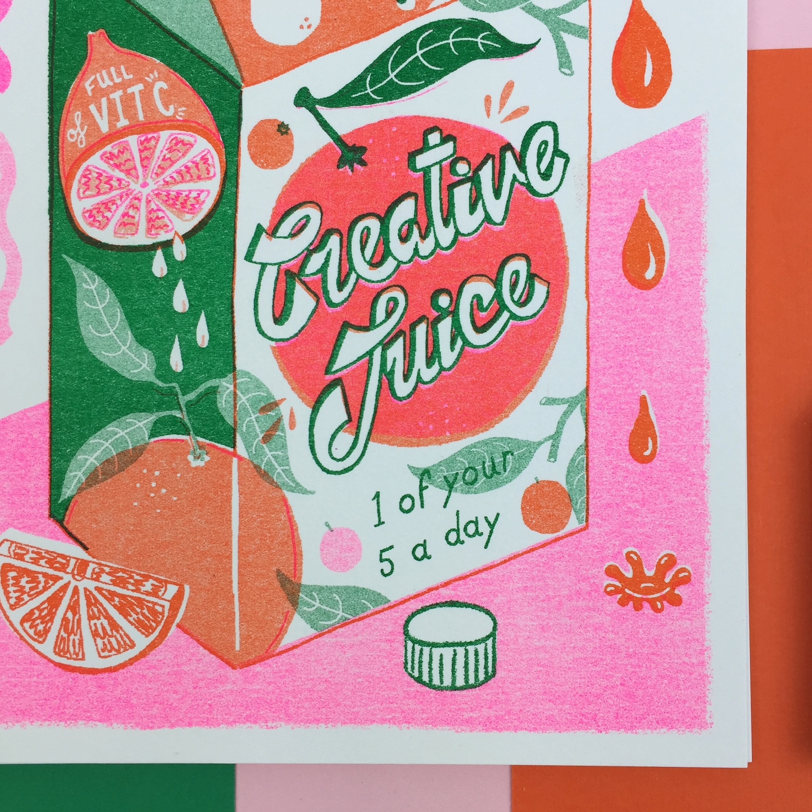 Creative Juice A5 Risograph Print Orange Juice Wall Art | Etsy UK