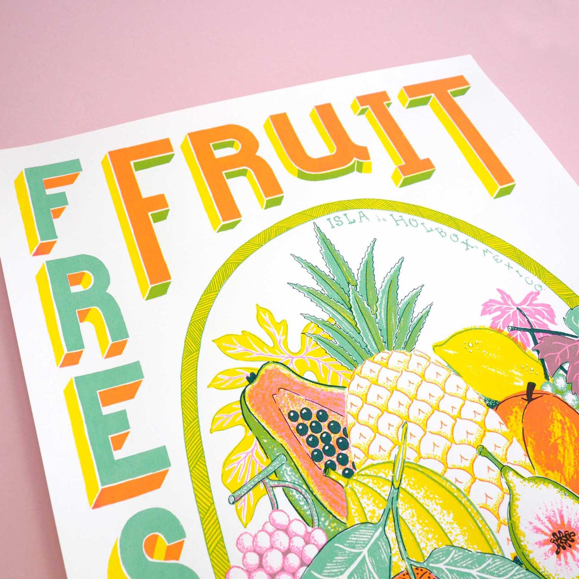 A2 Fresh Fruit Silk Screen Print Fruit Basket Wall Art - Etsy UK