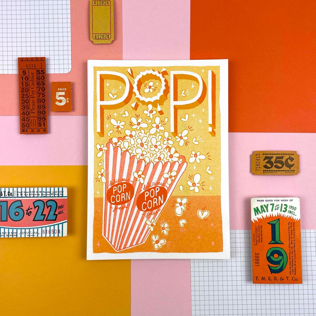 A5 Popcorn, Risograph Print - Etsy