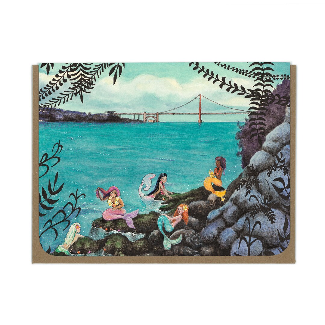 NEVERLAND - Mermaids and San Francisco Golden Gate Bridge - Greeting ...