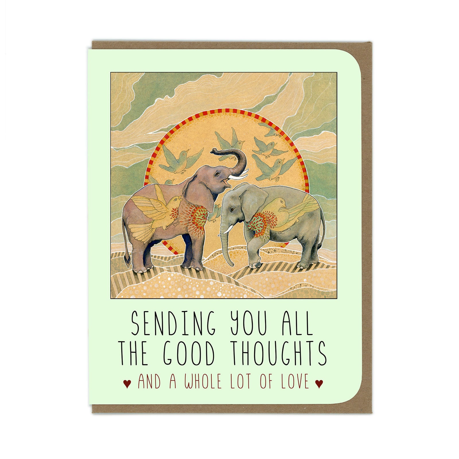 ENCOURAGEMENT - Sending You Love - Elephants - Greeting Card - Etsy