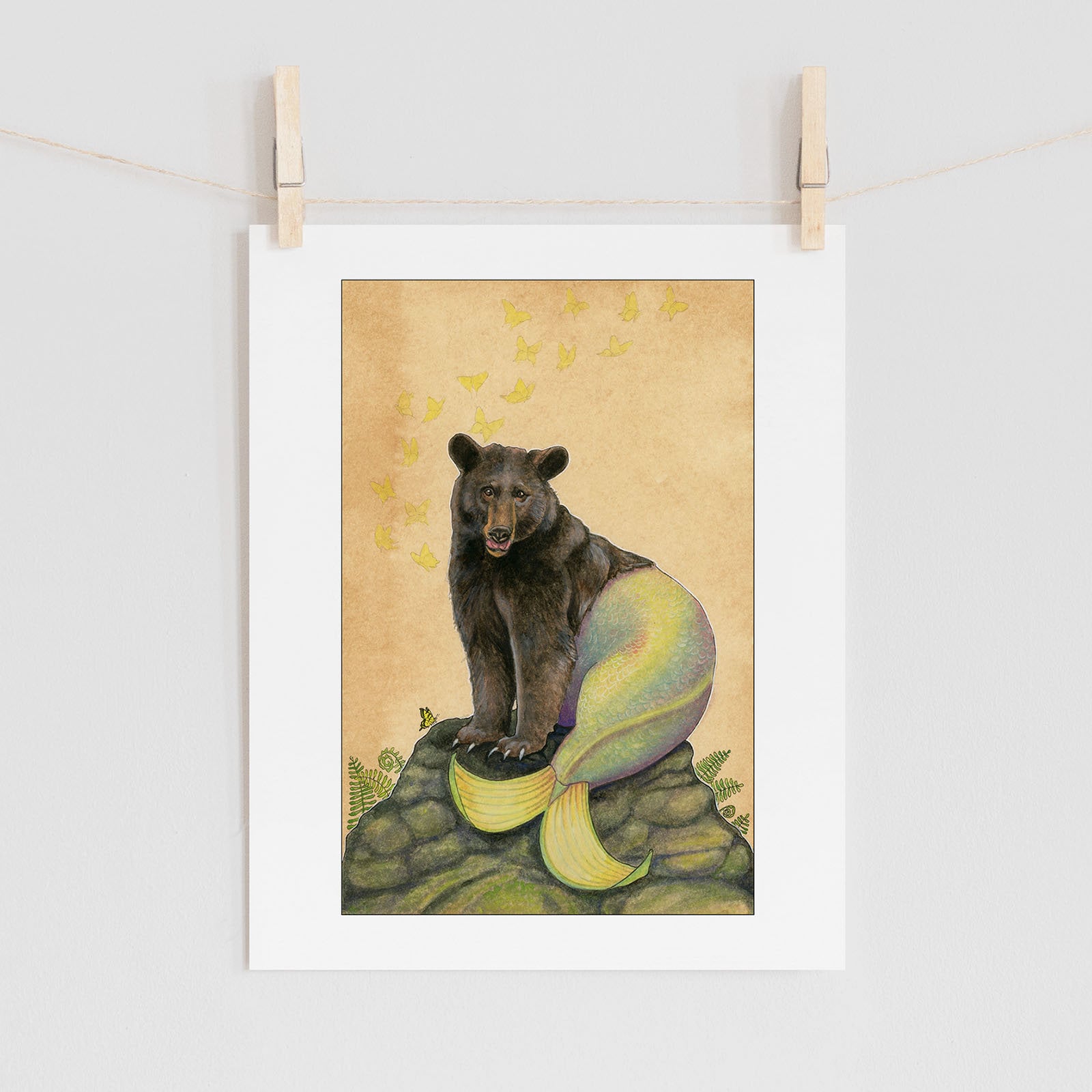 Bear Mermaid Bearmaid Mer-bear 5x7 Watercolor | Etsy