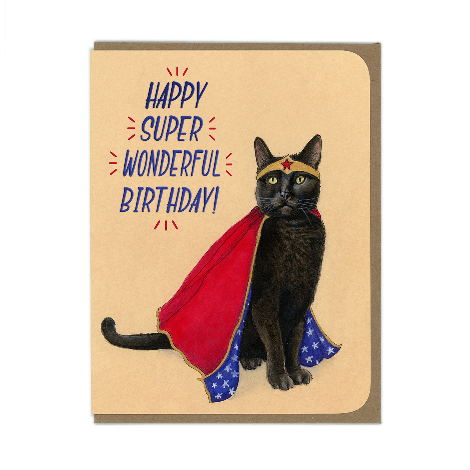 BIRTHDAY Cat Super Hero - Wonder Kitty - Birthday Card - Etsy