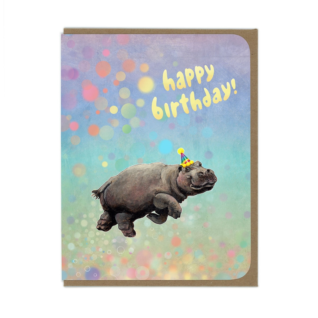 BIRTHDAY - Happy Hippo - Greeting Card - Etsy