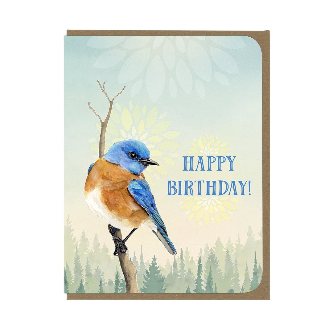 BIRTHDAY - Western Bluebird - Greeting Card - Etsy