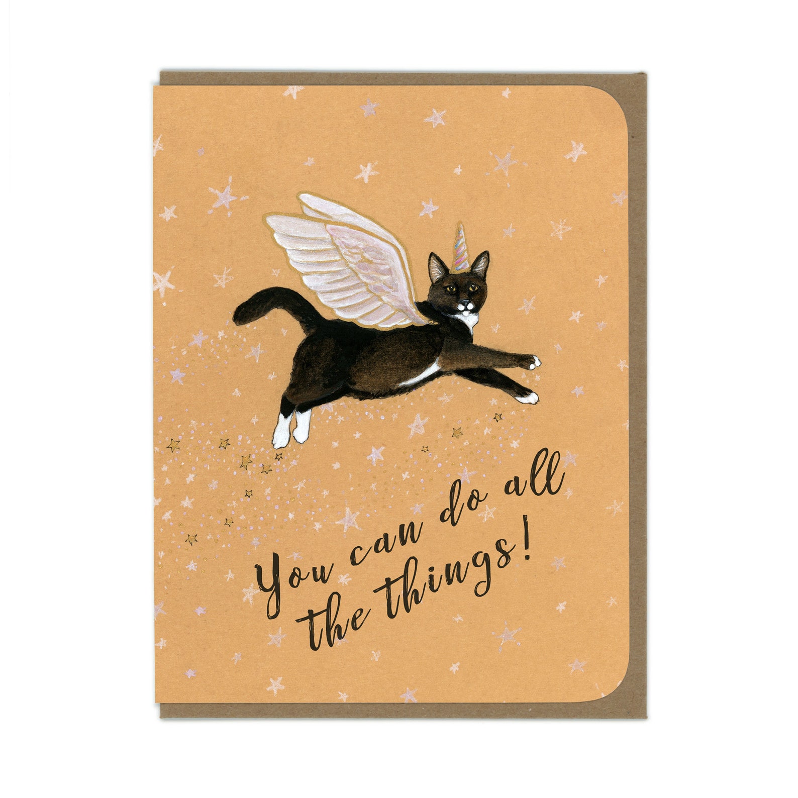 ENCOURAGEMENT - Magical Flying Cat - Greeting Card - Etsy