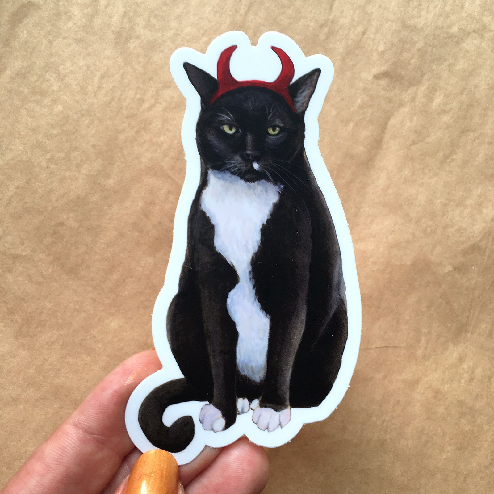 Devil Kitty Esmoquin Cat STICKER - Etsy España