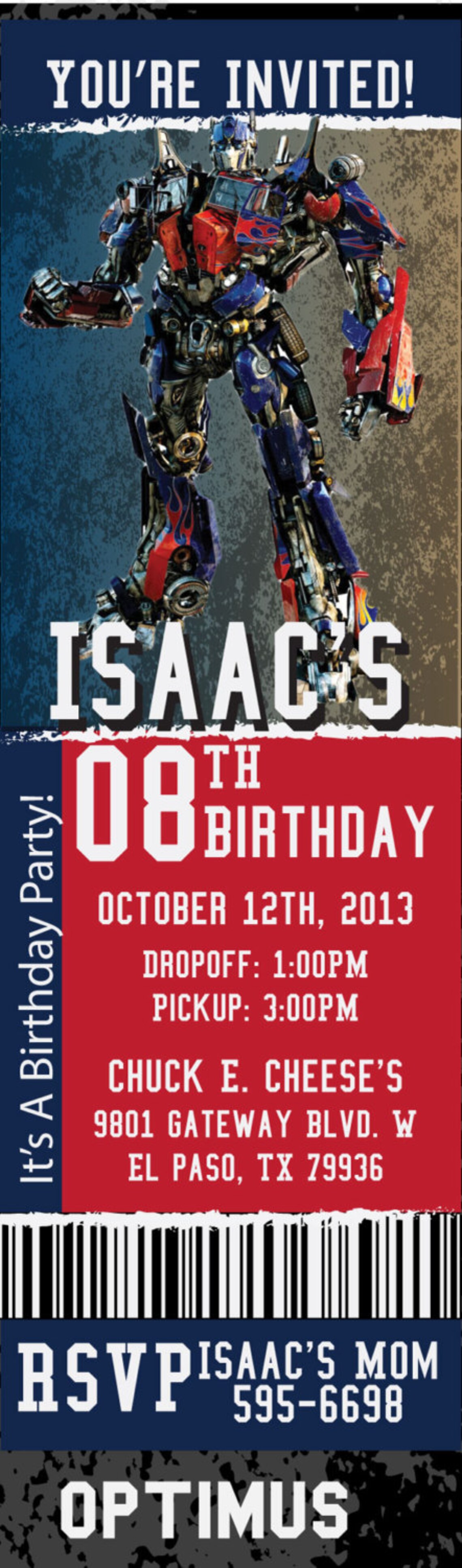 Custom Transformers Birthday/event Invitation - Etsy