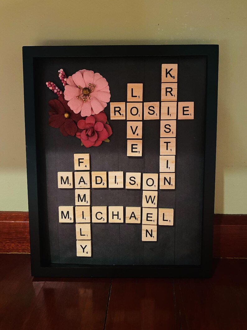 Personalized Scrabble Name Shadow Box Rustic Farmhouse Family - Etsy