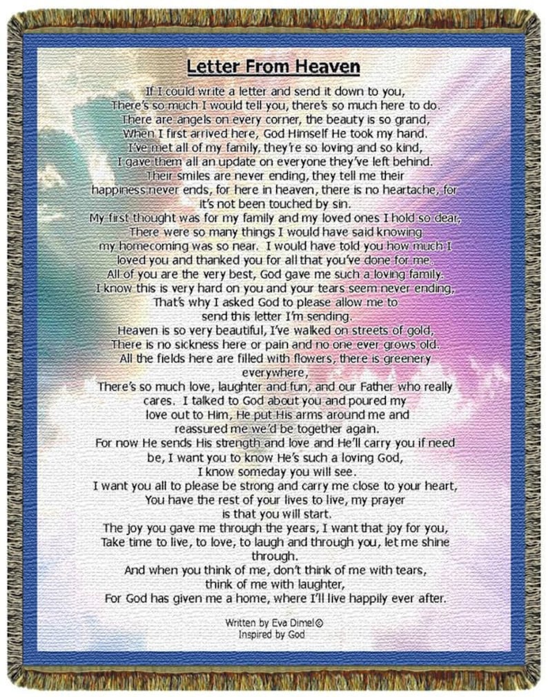 Exclusive "letter From Heaven Throw" - Etsy