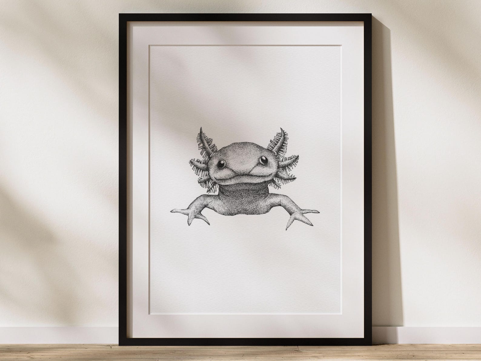 Axolotl Art Print, Axolotl Illustration, Axolotl Drawing, Wall Art ...