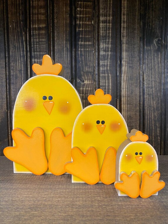 Chick Family 3 Piece Set Tiered Tray Decor Tole Painting - Etsy