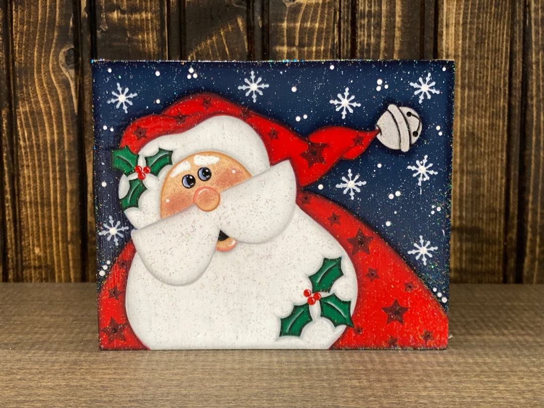 Santa Block - Hand Painted Tiered Tray Sign - Christmas - Tole Painting ...