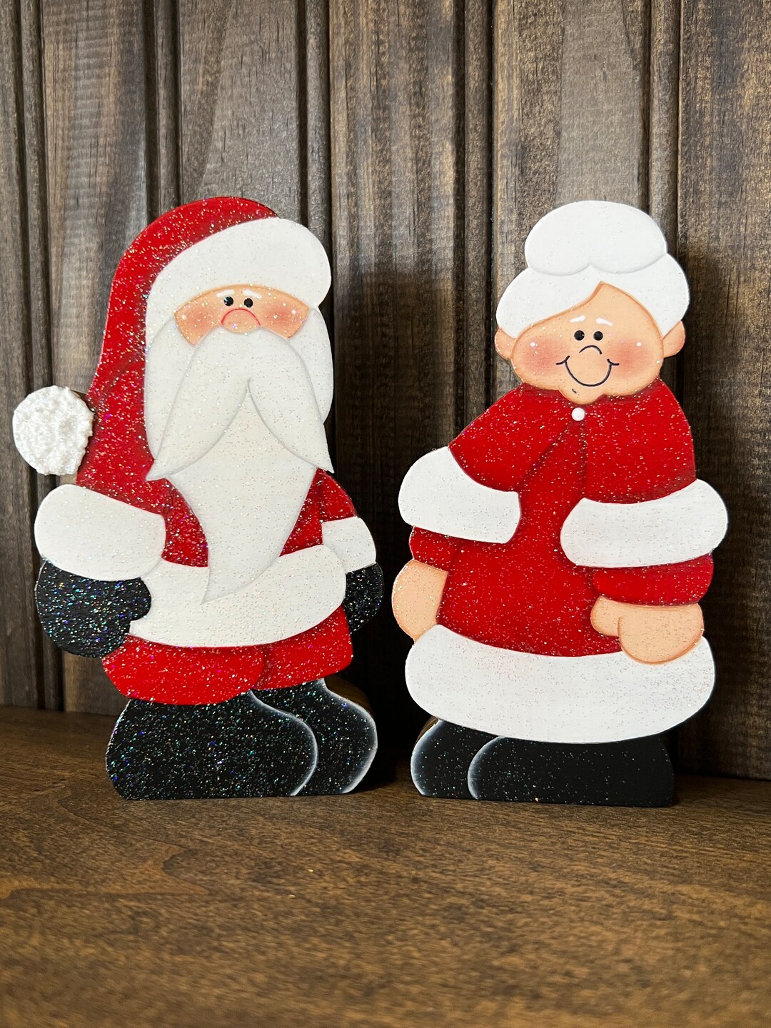 Simple Santa & Mrs. Claus - 2 Piece Set - Christmas - Hand Painted ...