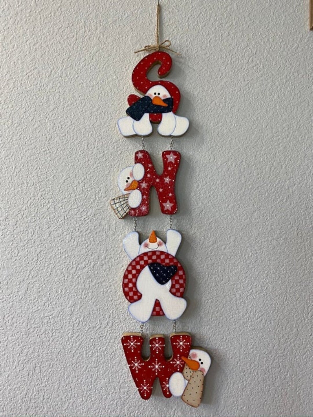 Hanging SNOW Cutout Letters With Snowmen Tole Painting - Etsy