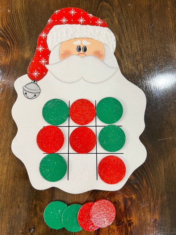 Santa Tic Tac Toe Game Christmas Hand Painted Tole - Etsy