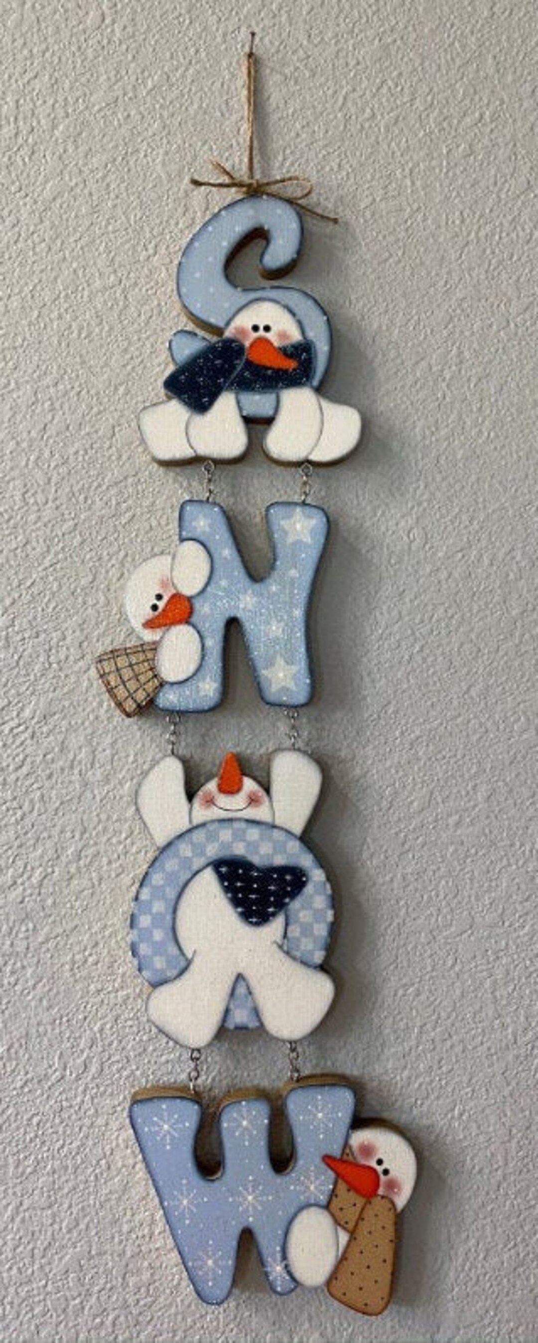 Hanging SNOW Cutout Letters With Snowmen Tole Painting Christmas - Etsy