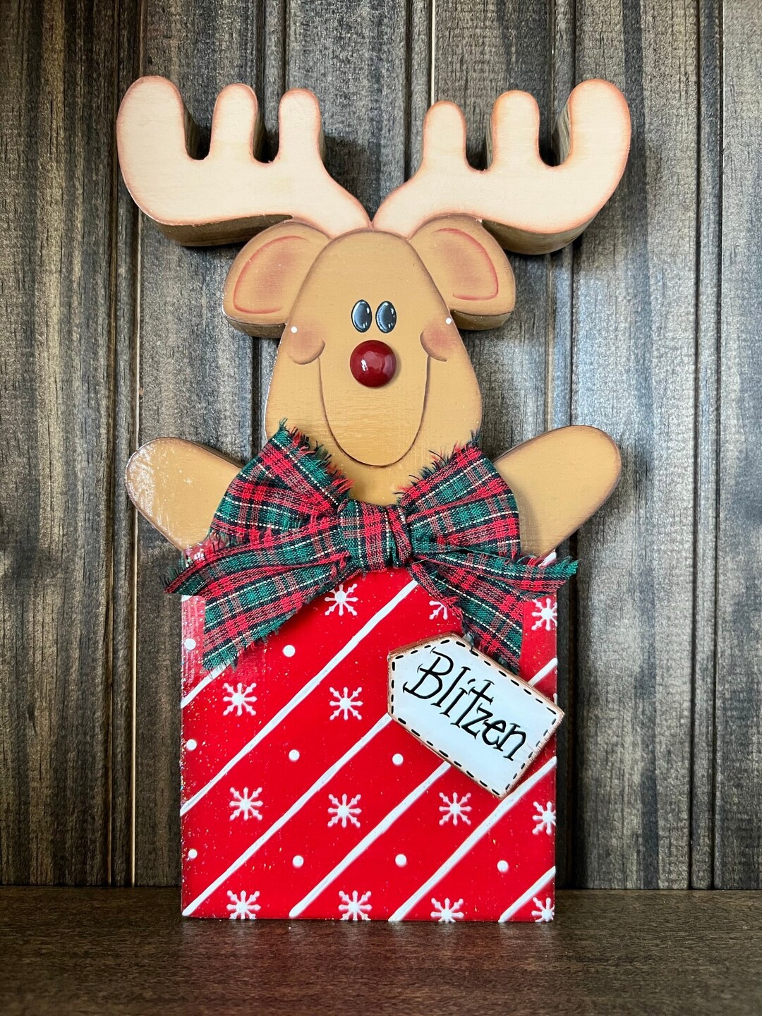 Blitzen - Santa's Reindeer - Hand Painted - Christmas - Tole Painting ...