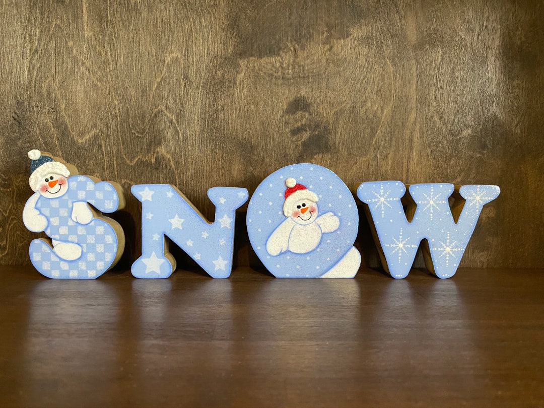 SNOW - Cutout Letters With Snowmen - Hand Painted Christmas Decor ...