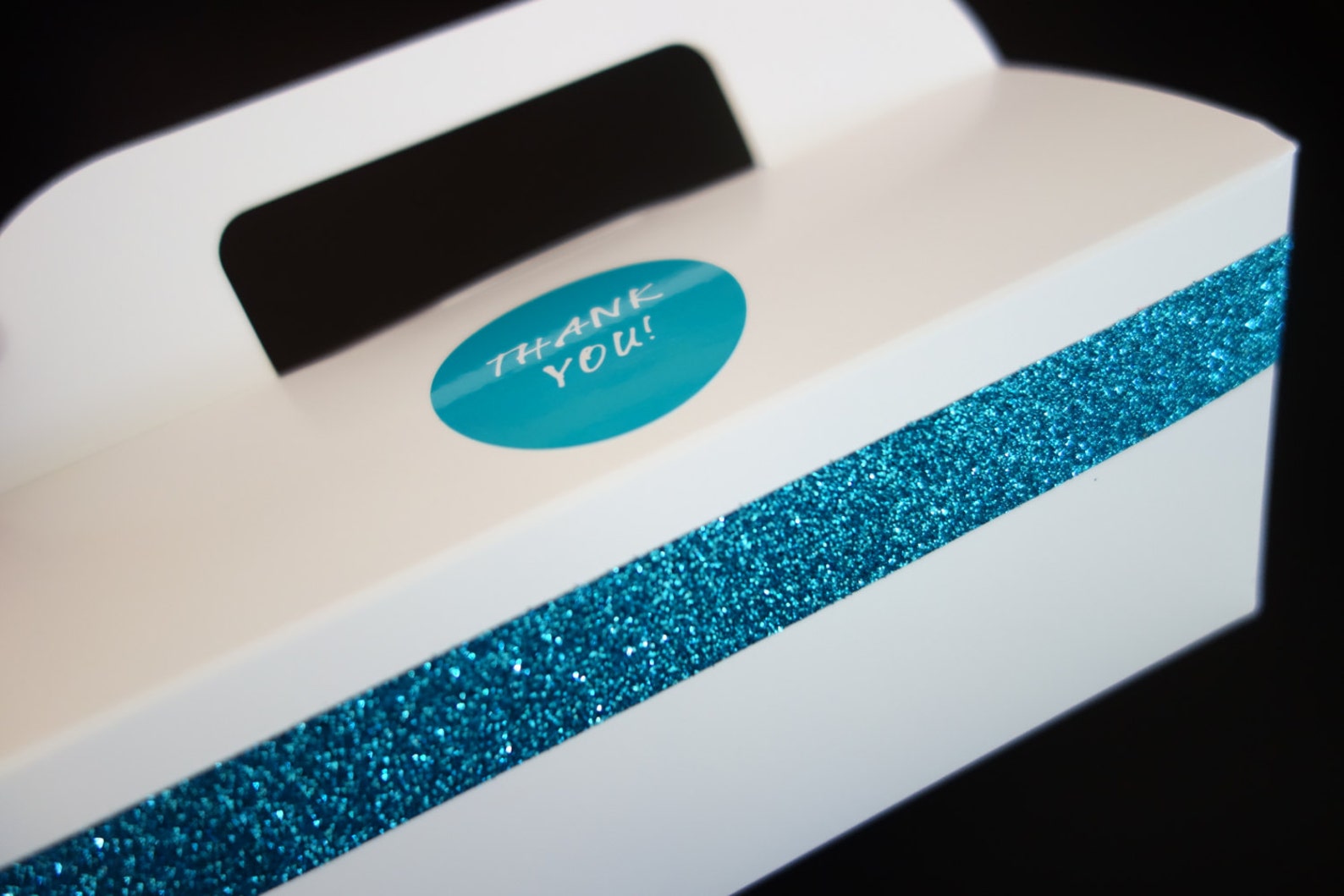 Dozen GABLE CAKE BOX 12 Sparkling Turquoise Blue Thank You | Etsy