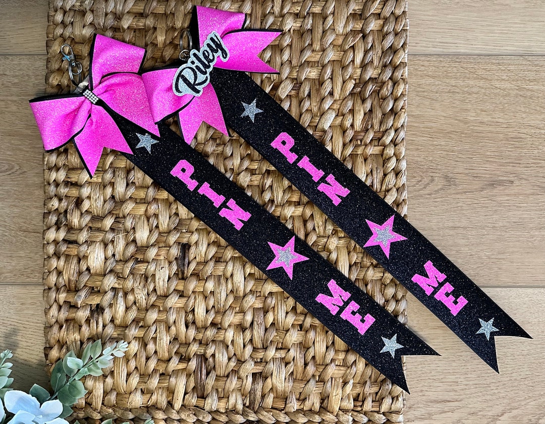 Pin Me Cheer Competition Tag Ribbons, Customizable Glitter Colors + Add ...