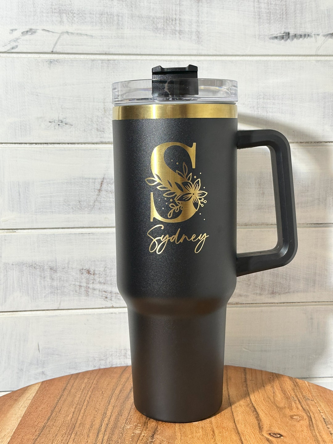 Custom Initial Tumbler 40oz Tumbler With Handle & Straw Personalized ...
