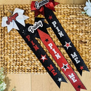 Pin Me Cheer Competition Tag Ribbons, Customizable Glitter Colors + Add ...