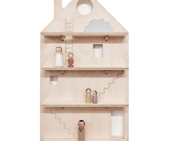 Play House Wall Shelf - House Shaped Shelf - Wooden House Shelf - Kids ...