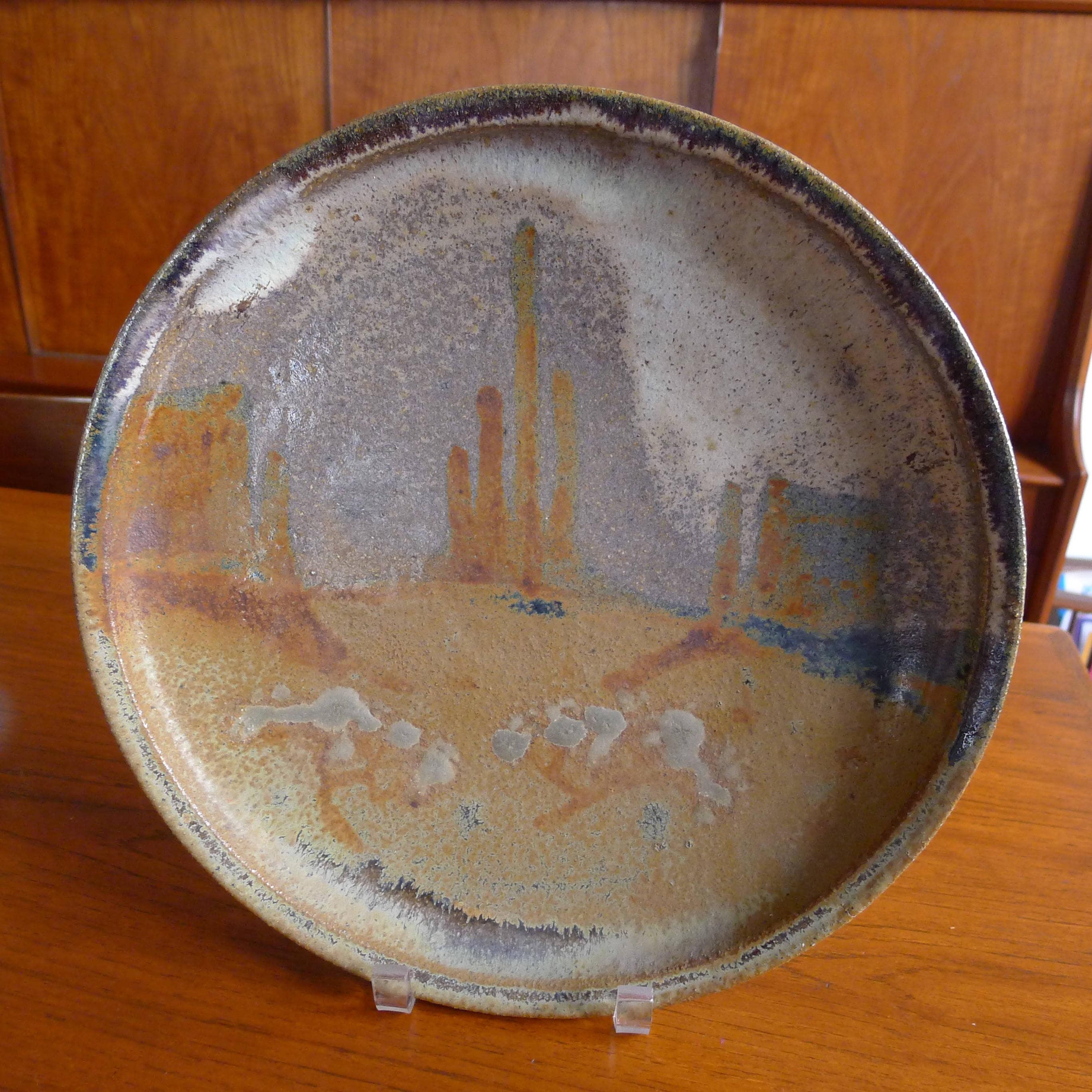 Giant Early David Salk Stoneware Dish Platter Circa 1976, Mid Century ...