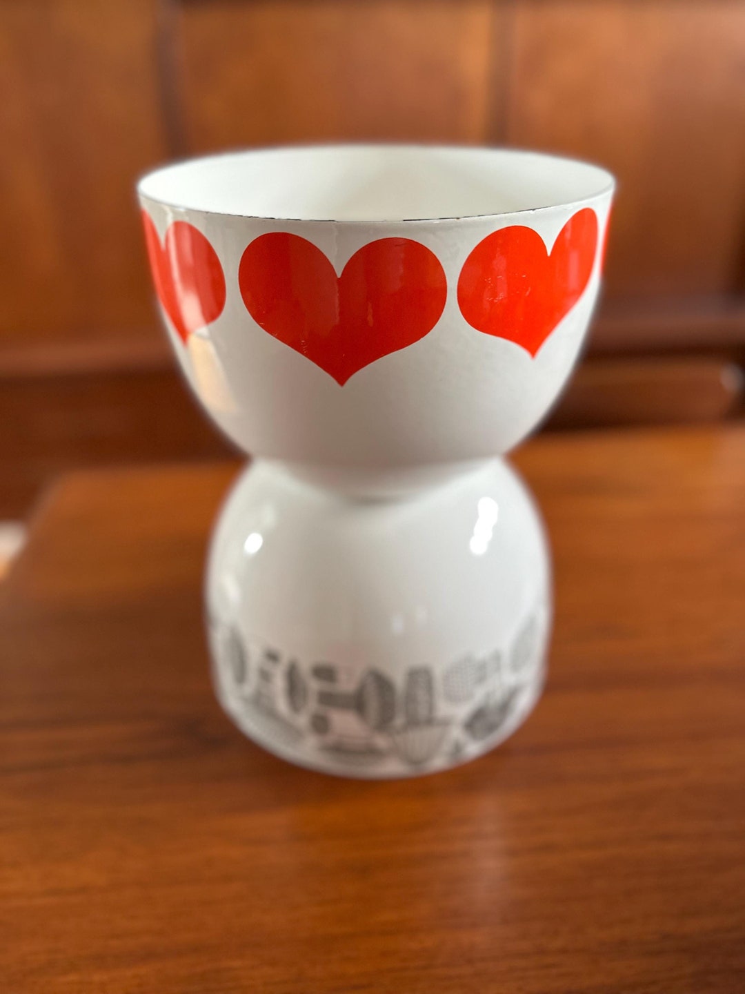 Arabia Finel Finland Enamel Heart and Mushroom Bowls - Etsy