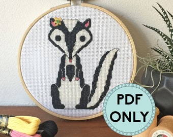 Skunk Cross Stitch Pattern, PDF Pattern, Forest Embroidery, Animal ...