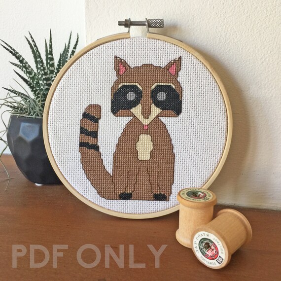 Raccoon Cross Stitch PDF Pattern | Etsy