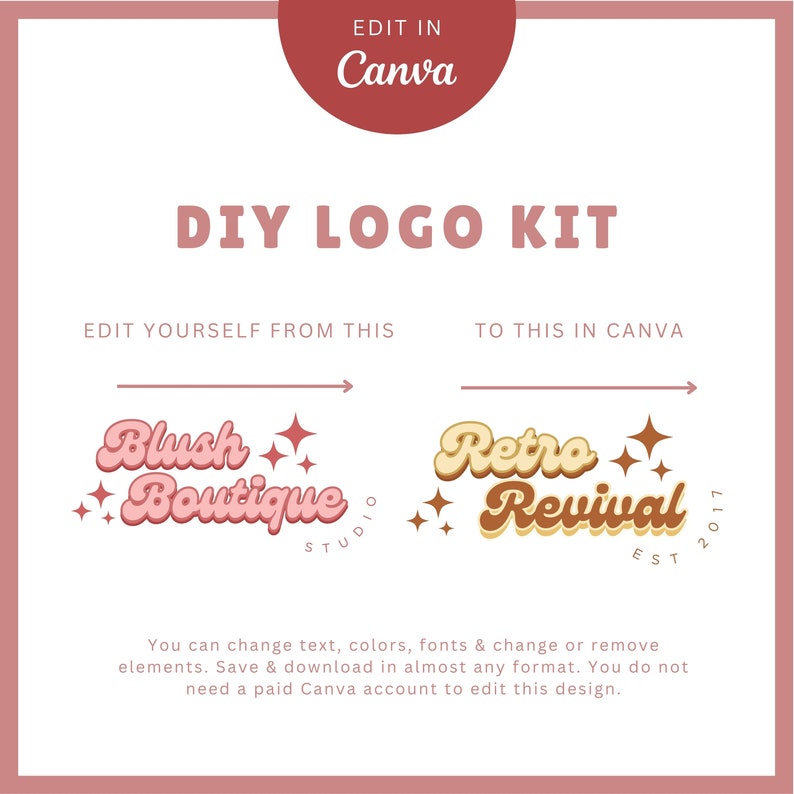 Editable DIY Logo Kit Design Canva Template Retro Pastel Colorful Logo ...