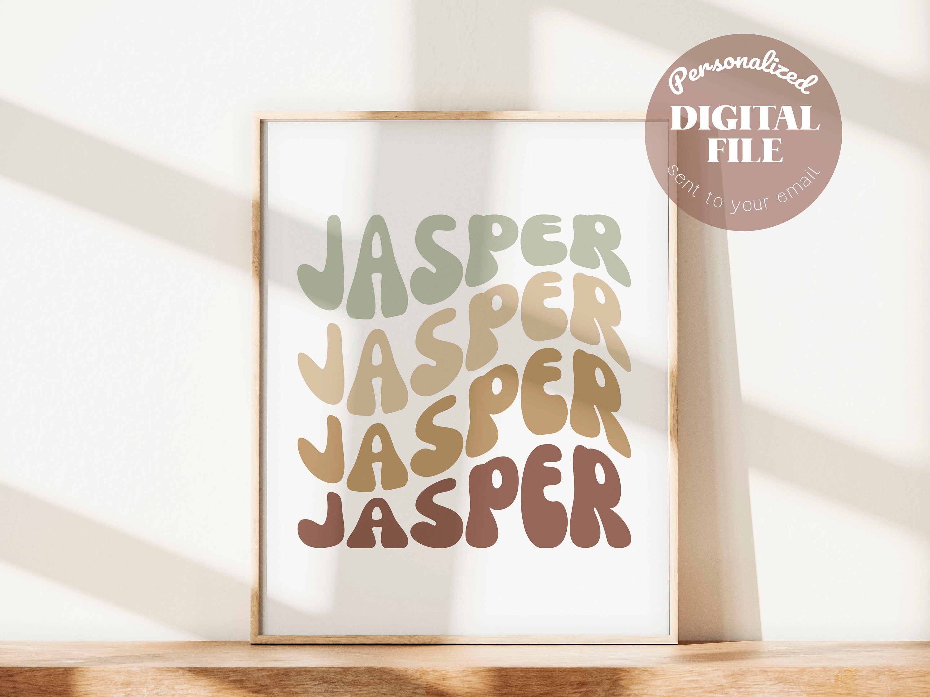 Retro Boho Printable Baby Name Print DIY Nursery Decor 70's Boy's Name ...