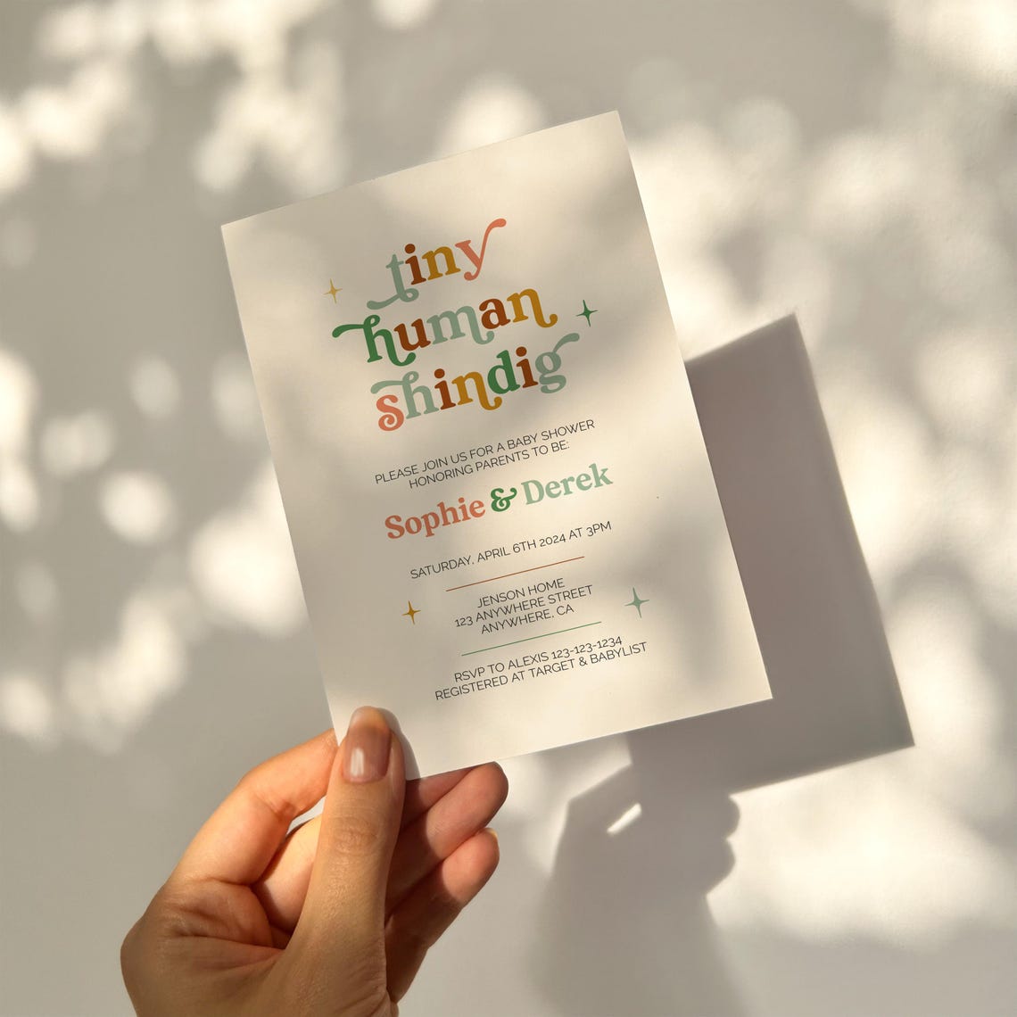 EDITABLE Tiny Human Shindig Baby Shower Invitation Invite Retro ...