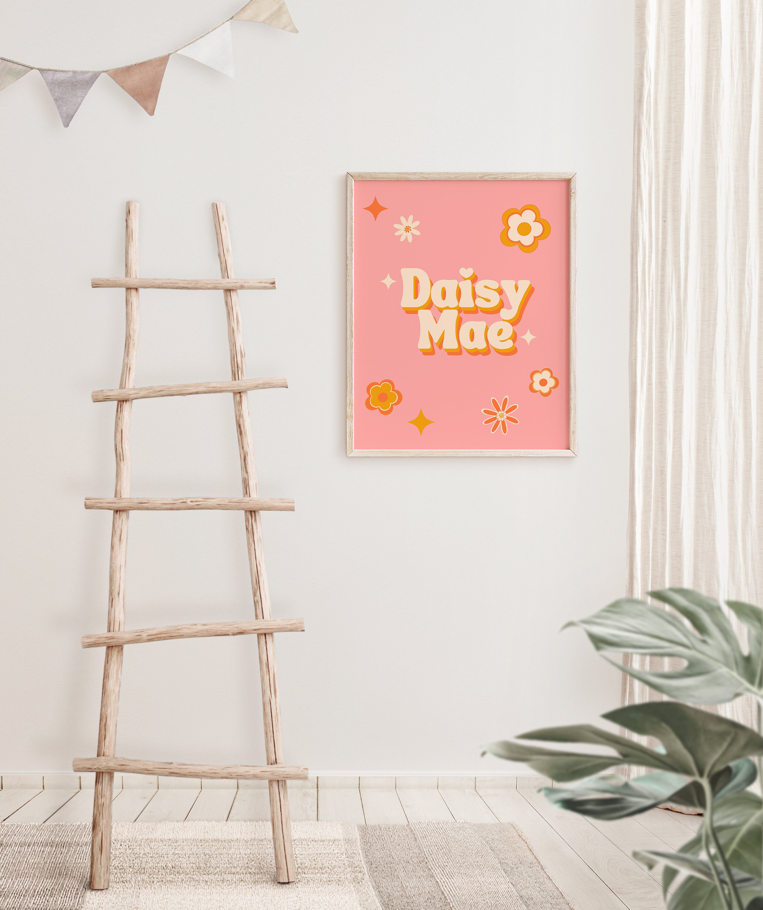 Retro Boho Printable Baby Name Print DIY Nursery Decor - Etsy Australia