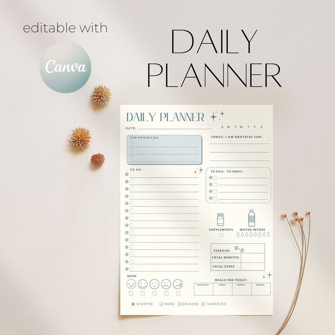 One Page Daily Printable Planner Sheet Printable Daily Retro Aesthetic ...