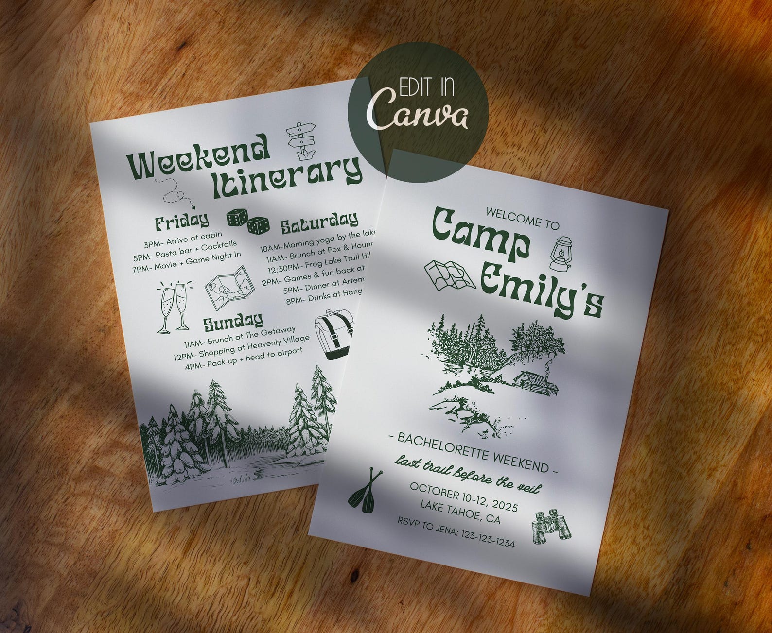 EDITABLE Camp Bach Bachelorette Party Weekend Invitation Invite Camping ...